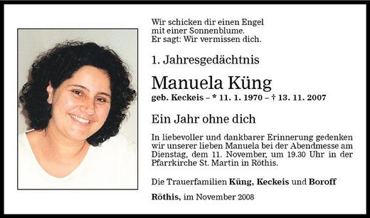 Todesanzeigen von Manuela Küng | Todesanzeigen Vorarlberger Nachrichten
