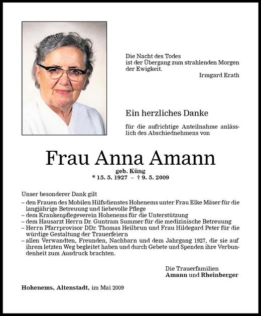 Todesanzeigen von Anna Amann | Todesanzeigen Vorarlberger Nachrichten