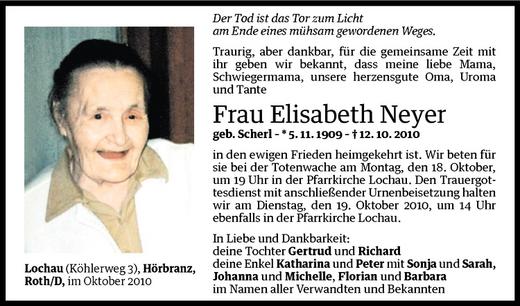 Todesanzeigen von Elisabeth Neyer | Todesanzeigen Vorarlberger Nachrichten