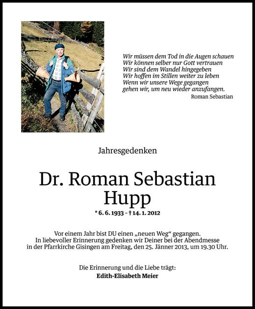 Todesanzeigen von Roman Sebastian Hupp | Todesanzeigen Vorarlberger ...