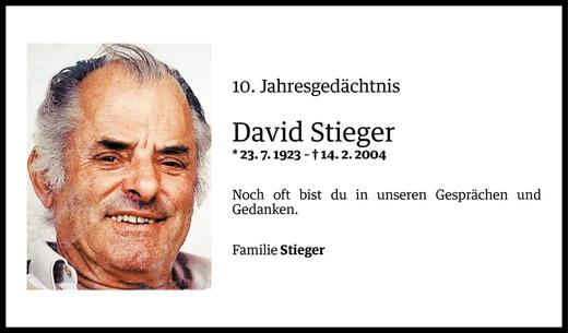 Todesanzeigen von David Stieger | Todesanzeigen Vorarlberger Nachrichten