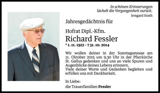 Todesanzeigen von Richard Fessler | Todesanzeigen Vorarlberger Nachrichten