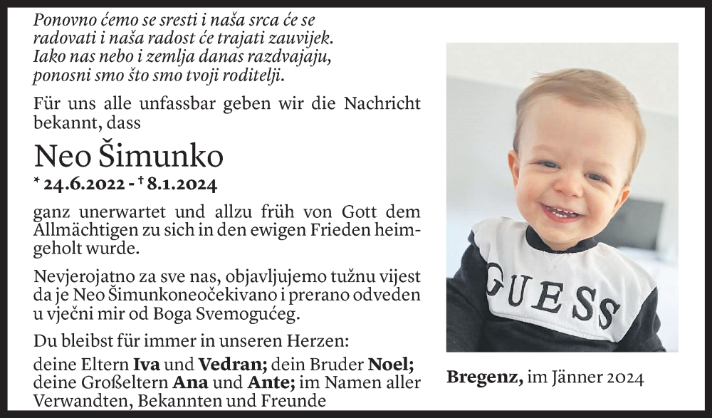 Todesanzeigen von Neo Simunko | Todesanzeigen Vorarlberger Nachrichten
