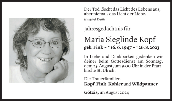 Todesanzeigen von Maria Kopf | Todesanzeigen Vorarlberger Nachrichten
