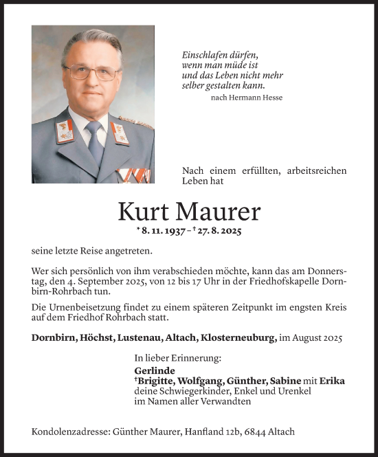 Todesanzeigen Ihrer Region | Todesanzeigen Vorarlberger Nachrichten